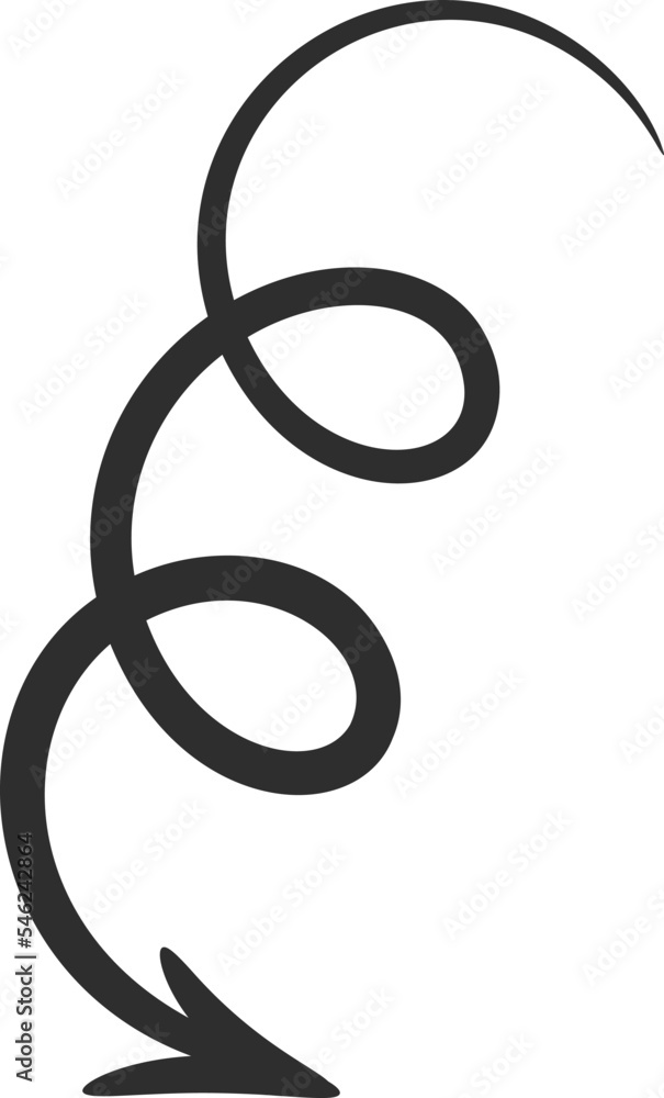 Sketchy drawing arrow vector illustration. White twisted and curled ...