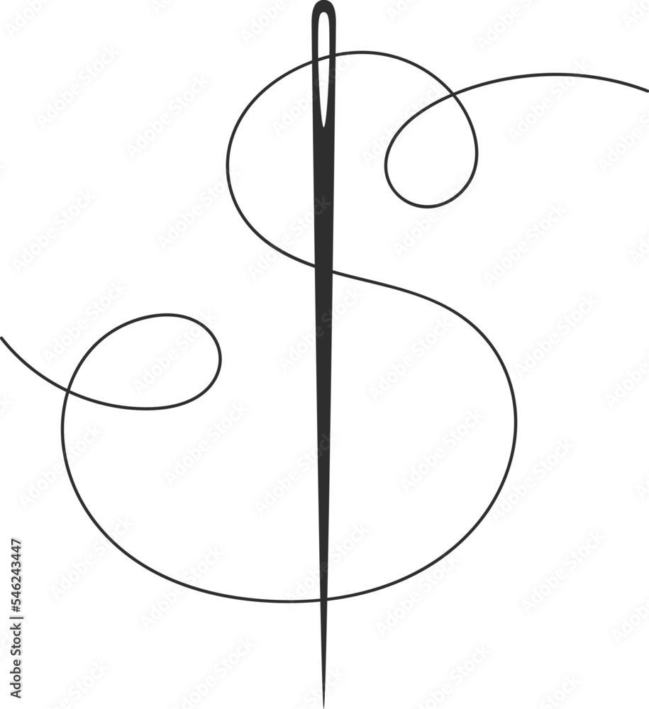 Needle and thread silhouette icon vector illustration. Tailor logo with ...