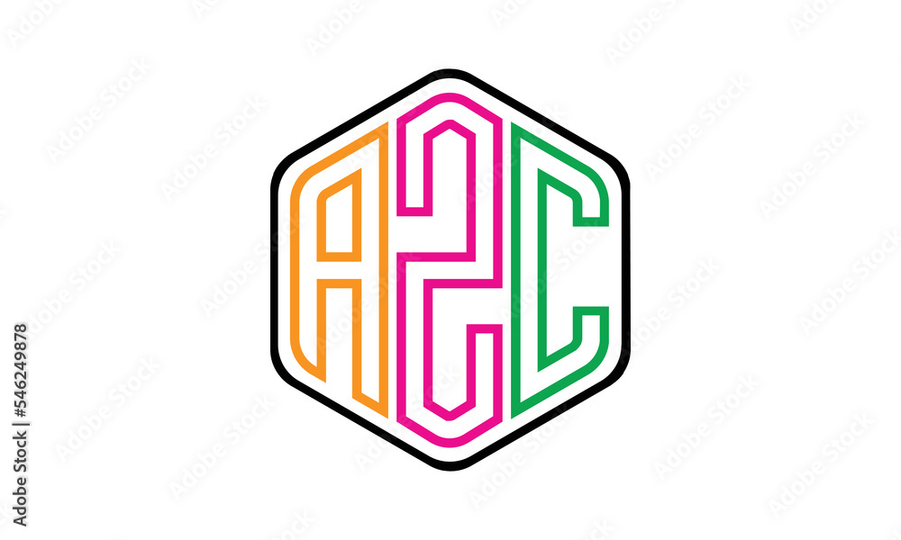 AZC three-letter polygon iconic logo design vector template, monogram ...