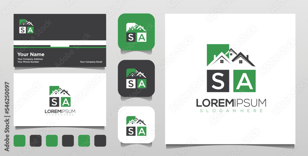 Real estate logo and SA letter business branding template design Stock ...