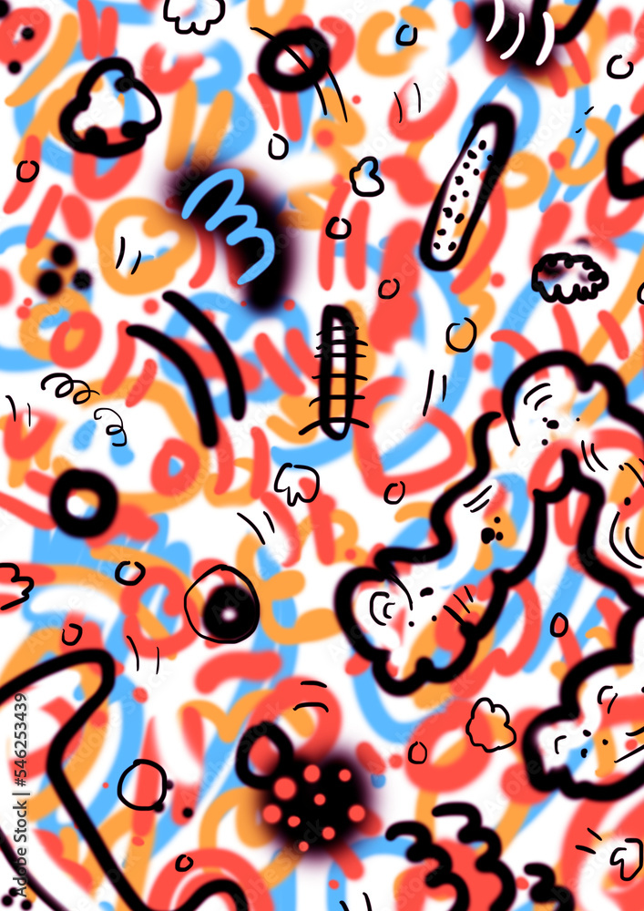 Abstract colorful illustration. Contemporary art. Doodle art. Digital ...