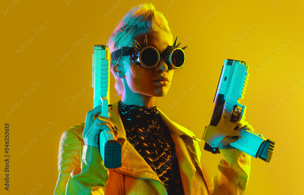 Representation of a bionic super human with advanced technology parts ...