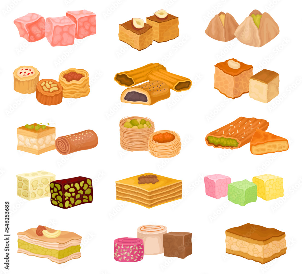 Eastern and Arabic Sweets with Famous Baklava and Rahat Lakoum Big ...