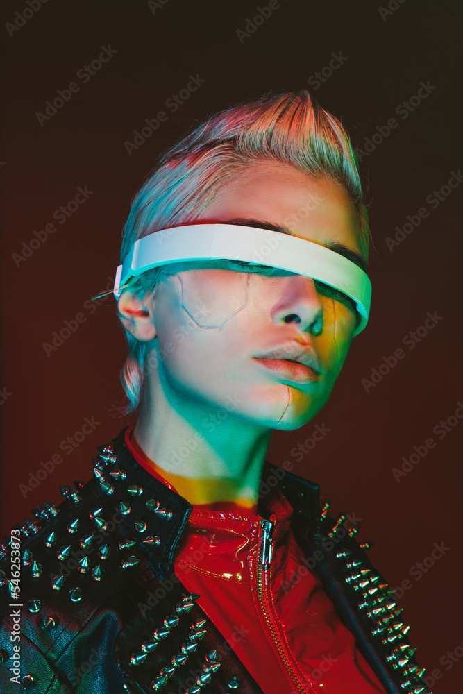 Representation of a bionic super human with advanced technology parts ...