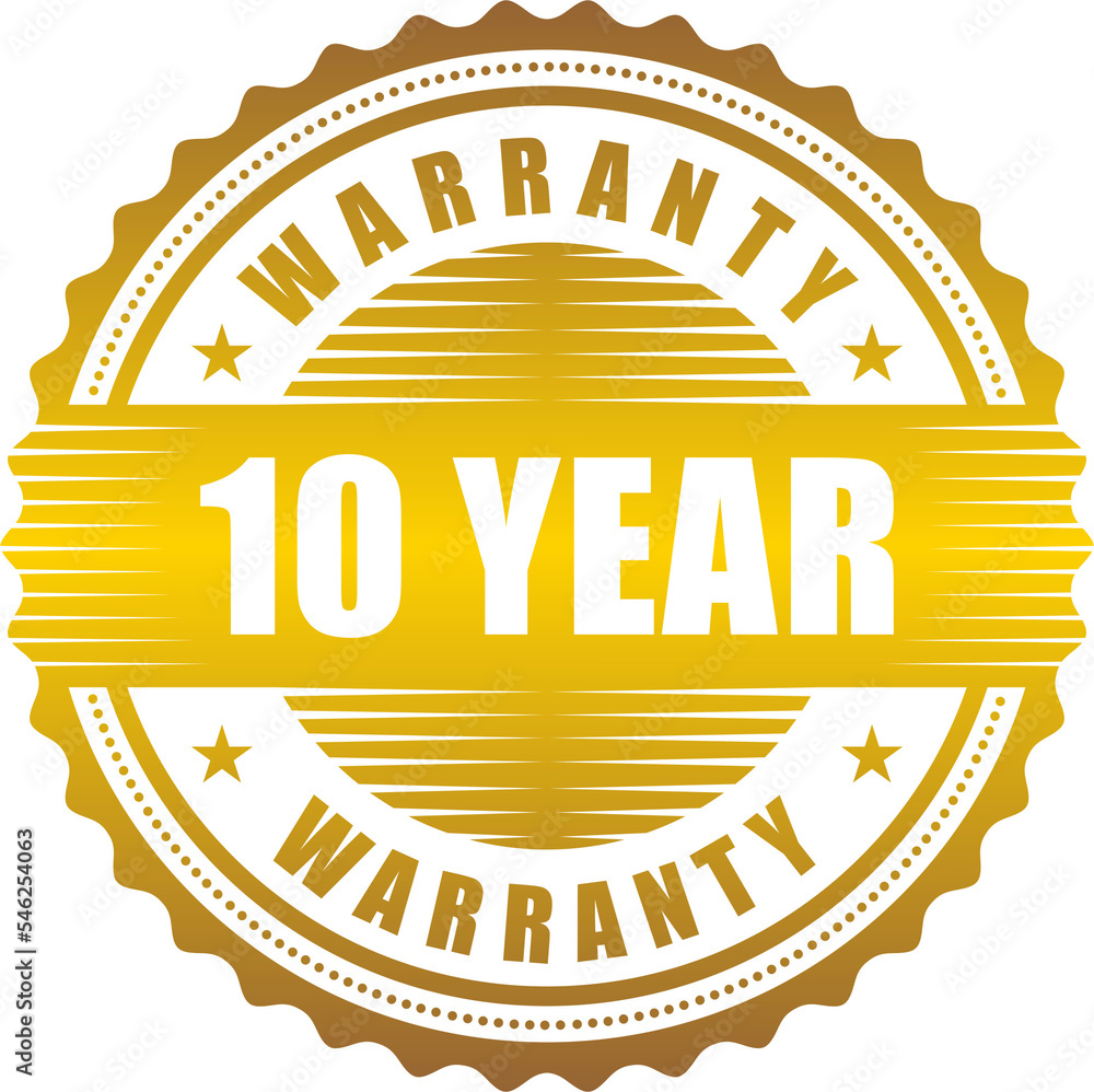 10 year warranty stamp badge isolated on white background. warranty ...