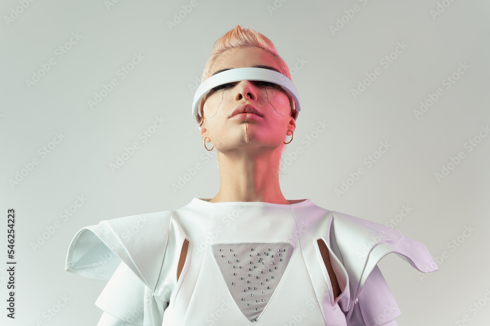 Representation of a bionic super human with advanced technology parts ...