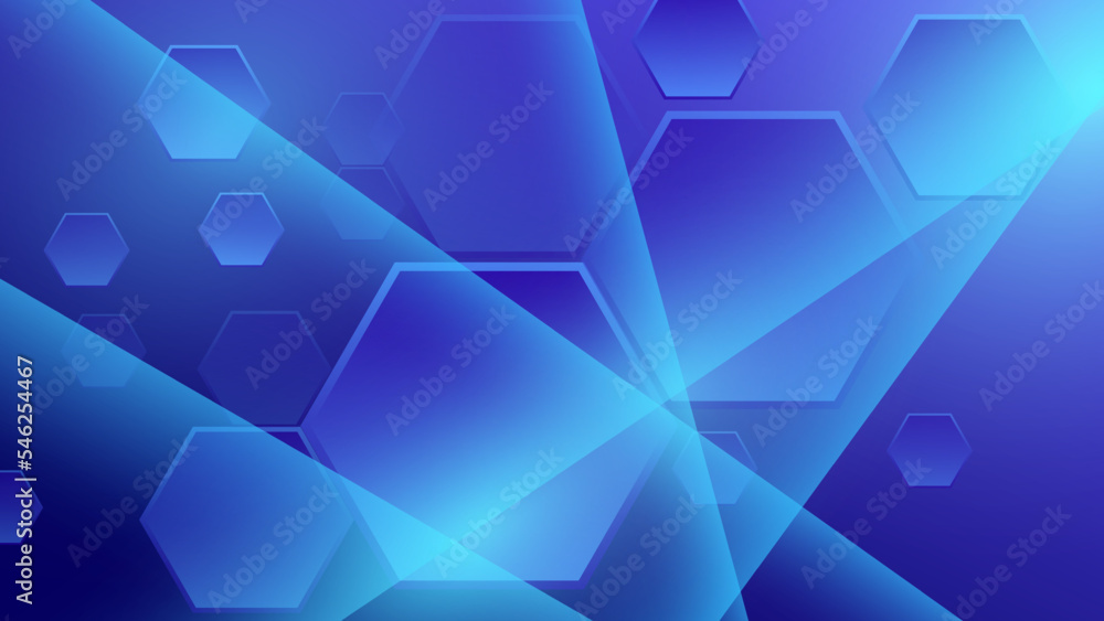Blue technology background with hexagon pattern and lights. Abstract ...