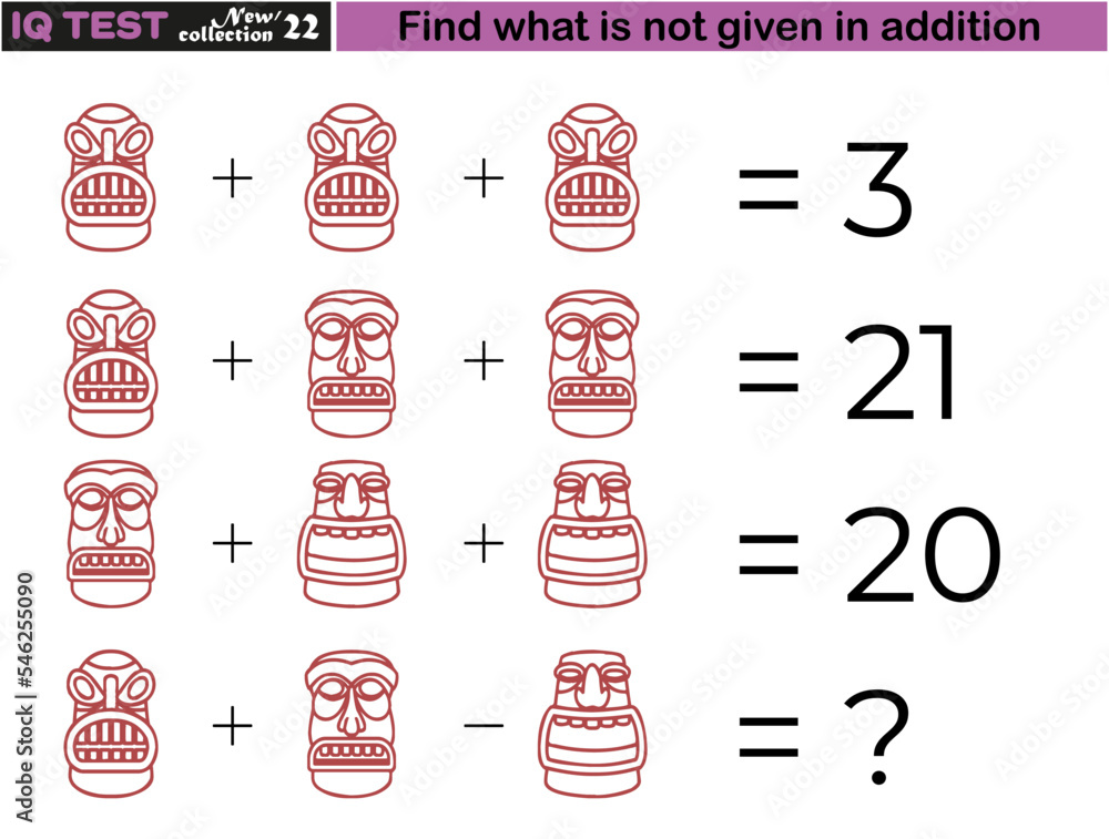 Visual intelligence questions IQ TEST, Math question Stock Vector ...