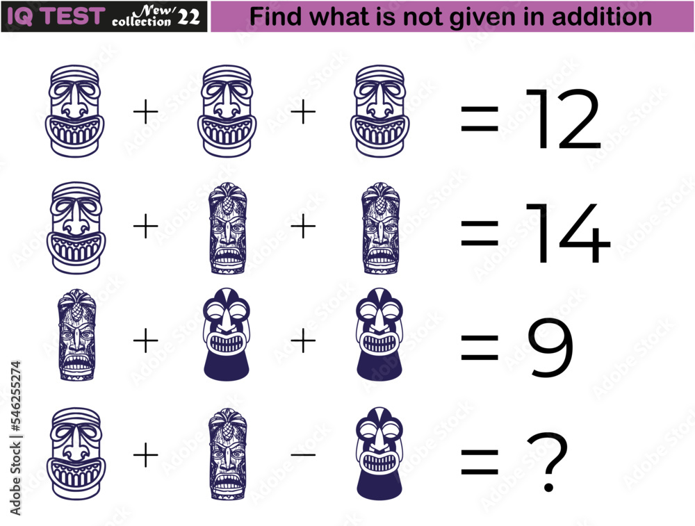 Visual intelligence questions IQ TEST, Math question Stock Vector ...