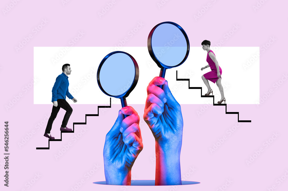 Gender equality in business and employment. Art collage. Stock Photo ...