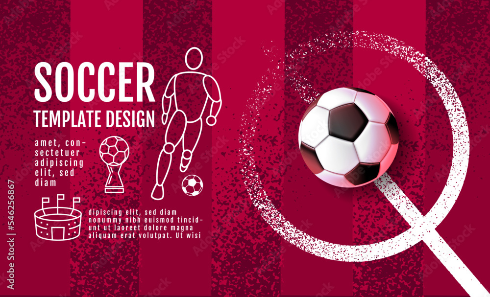 Soccer Template design , Football banner, Sport layout design, red ...