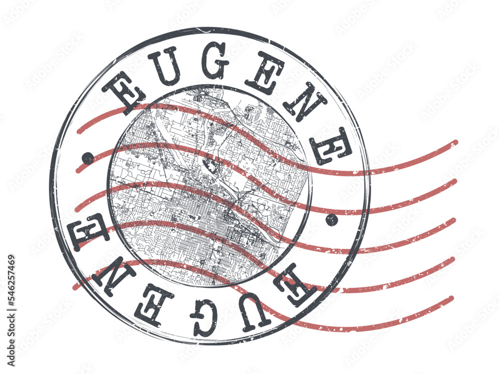 Eugene, OR, USA Stamp Map Postal. Silhouette Seal Roads and Streets ...