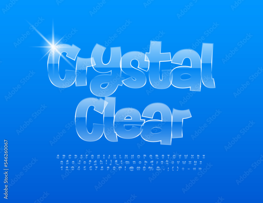 Vector Crystal Clear Font. Glass Style Alphabet Letters, Numbers and ...
