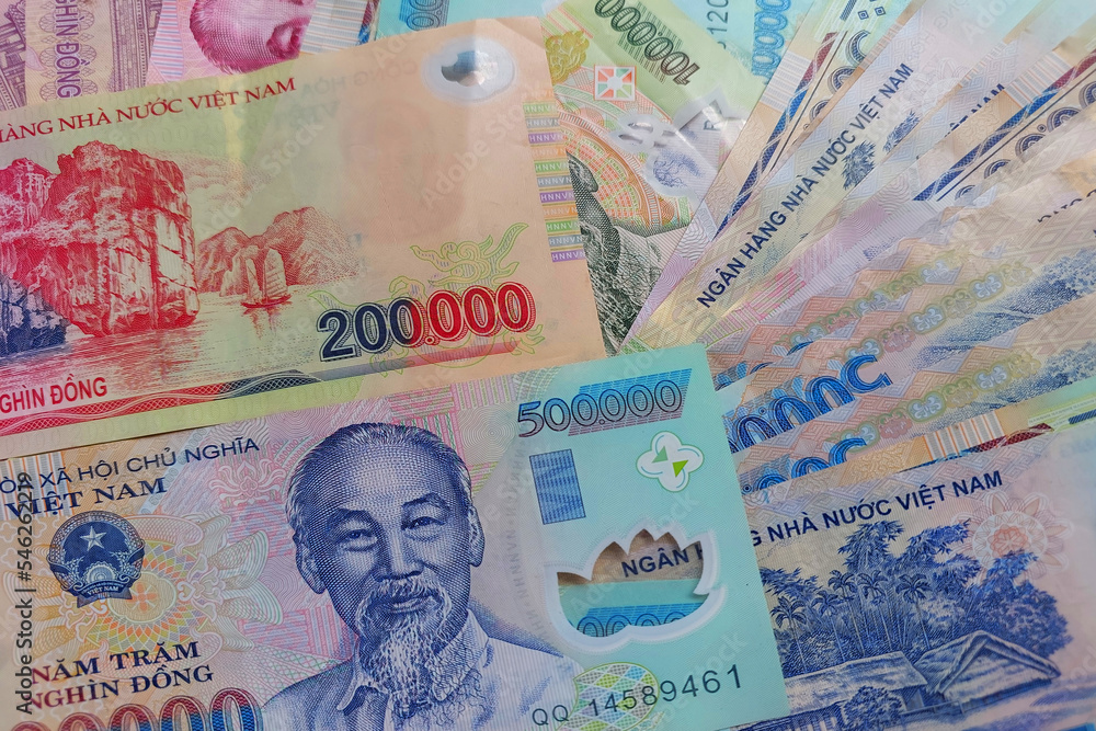 Vietnamese dong banknotes close-up. Money background. Vietnamese ...