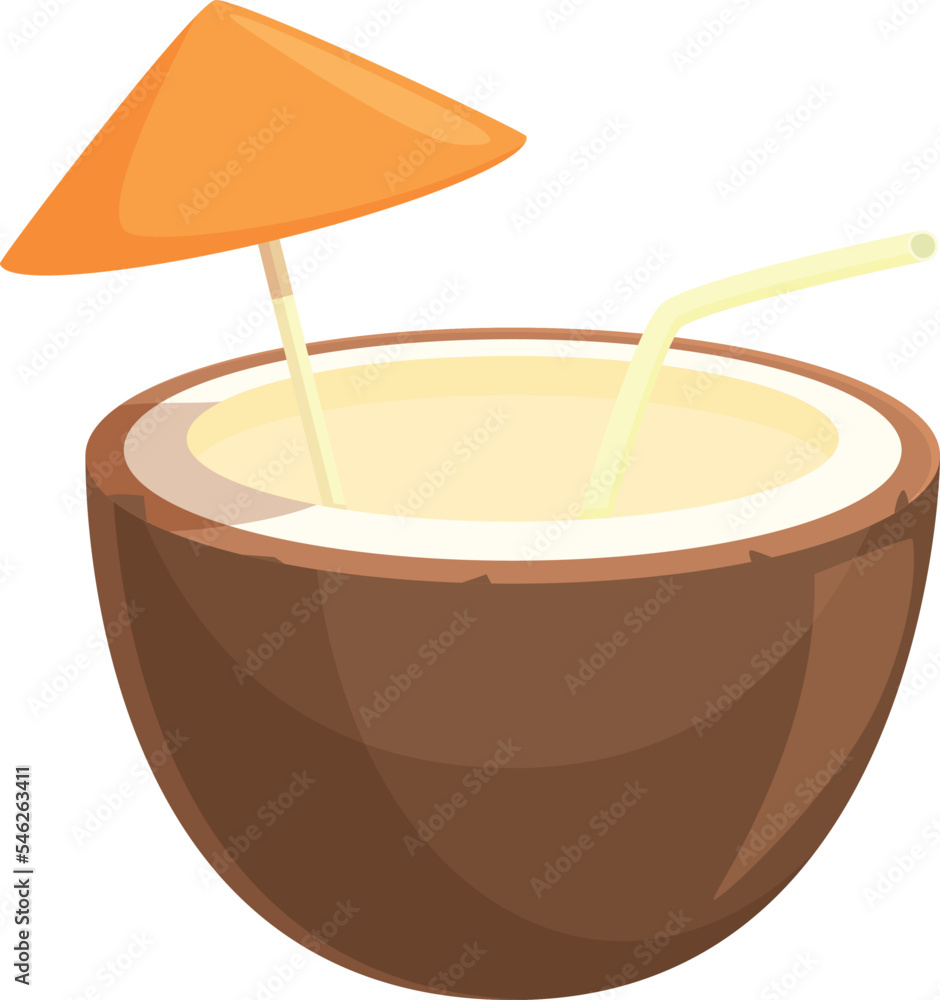 Coconut cocktail icon cartoon vector. Filipino tourism. Bohol beach ...