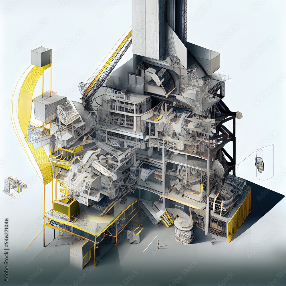 isometric projection of drawing of building Stock Illustration | Adobe ...