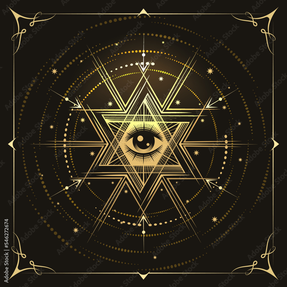 All Seeing Eye Masonic Symbol Esoteric Illustration Stock Vector ...