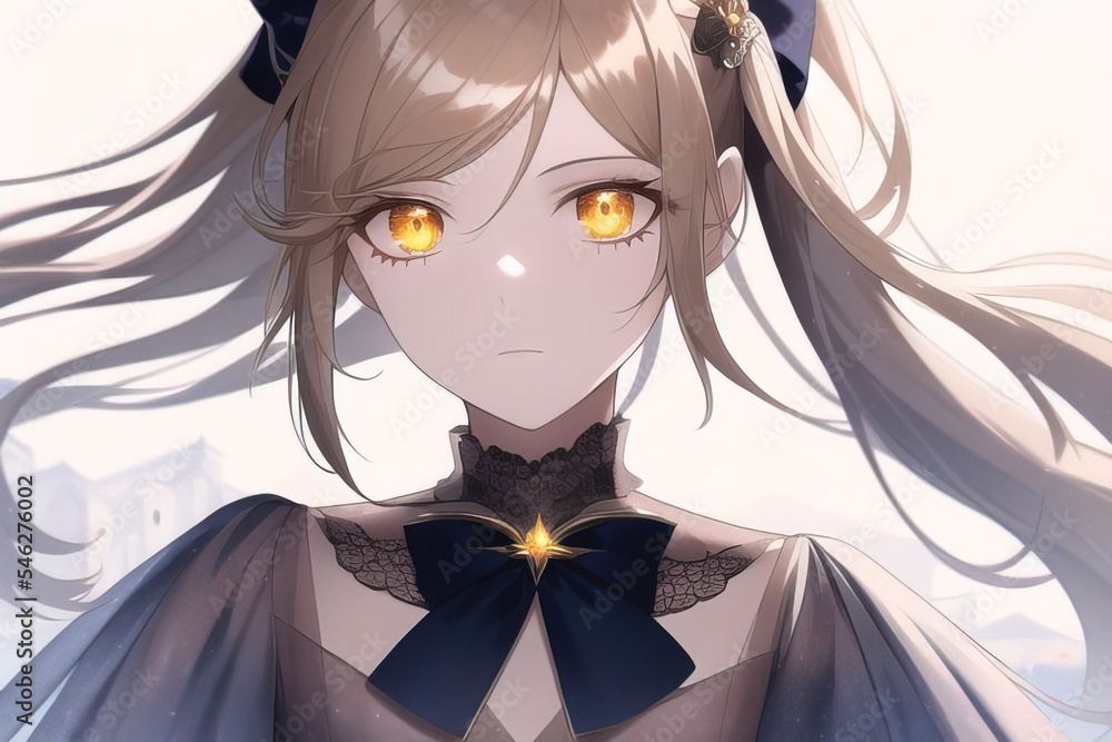portrait of cream hair anime girl. Generative AI Technology Stock ...
