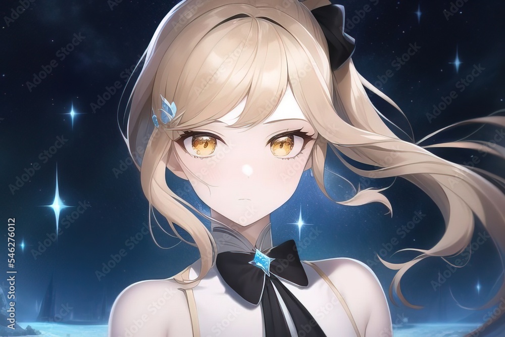 portrait of cream hair anime girl. Generative AI Technology Stock ...