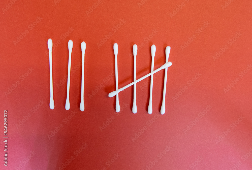 the number eight (8) in Tally marks or hash marks with clean white ...