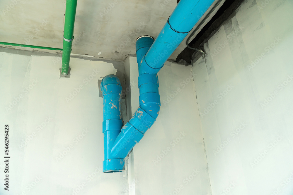 Poor connection of water pipes affects future use..The large blue drain ...