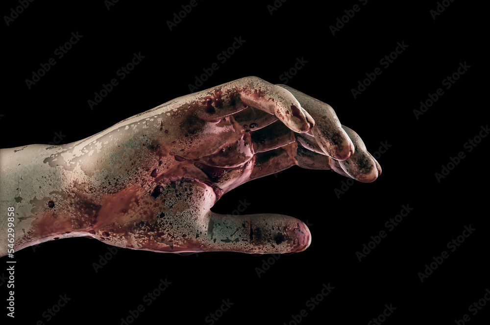 Bloody hand isolated on black background with clipping path Stock Photo ...