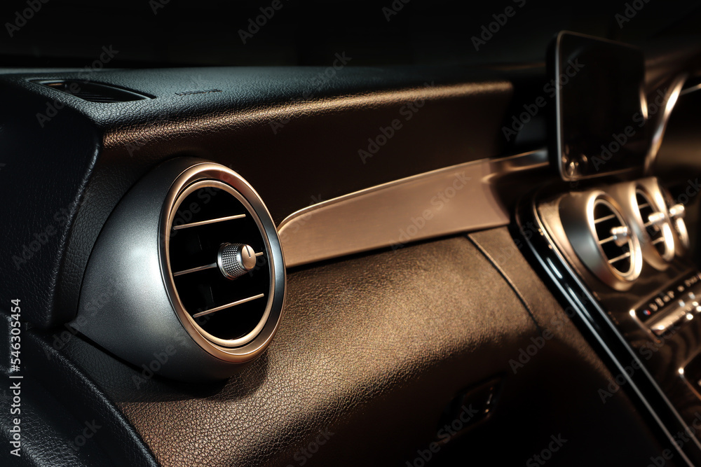 car vent ac center console control panel dashboard of sports car brand ...