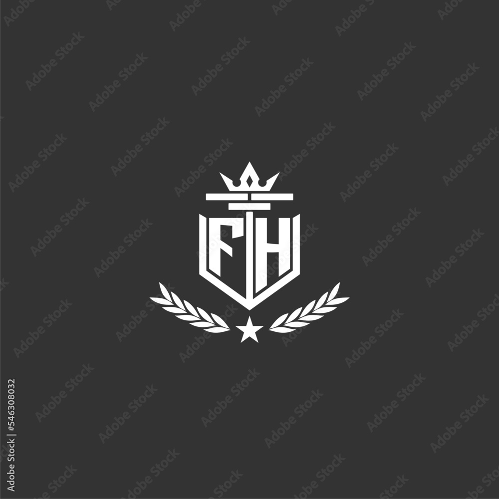 FH initial monogram brand logo design for crown vector image Stock ...
