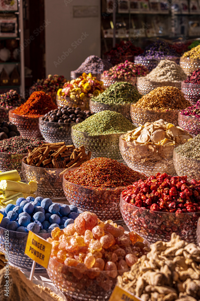 Spices in Dubai Spice Souk. The Spice Souk is located in Deira, in ...