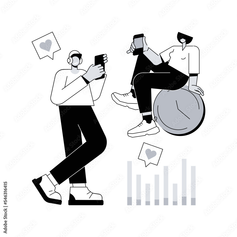 Screen addiction abstract concept vector illustration. Digital overload ...