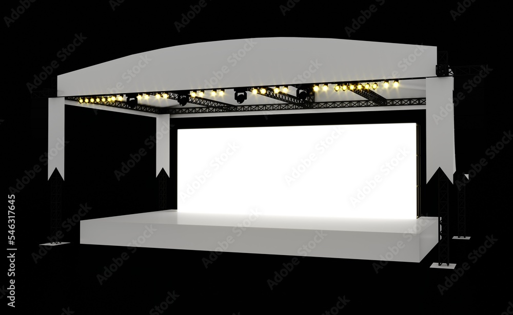 Stage rigging truss system with blank backdrop concert performance ...
