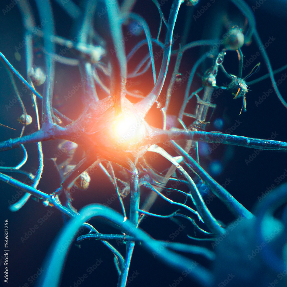 Microscopic view of neurons. Brain connections. Synapses. Communication ...