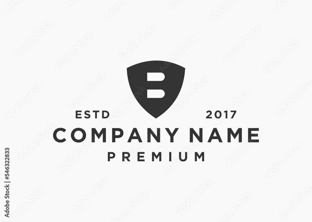 letter b shield logo design vector illustration template Stock Vector ...