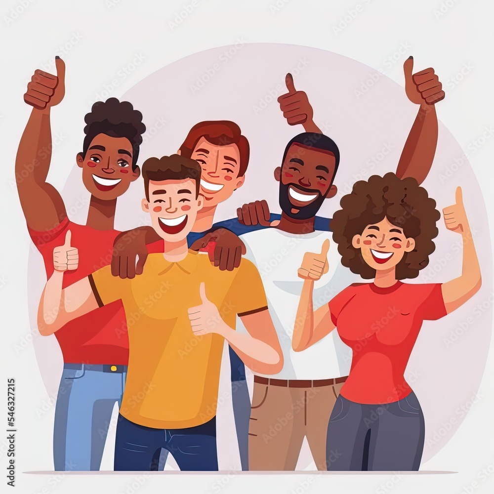 Happy positive people, group portrait. Men and women team gesturing ...