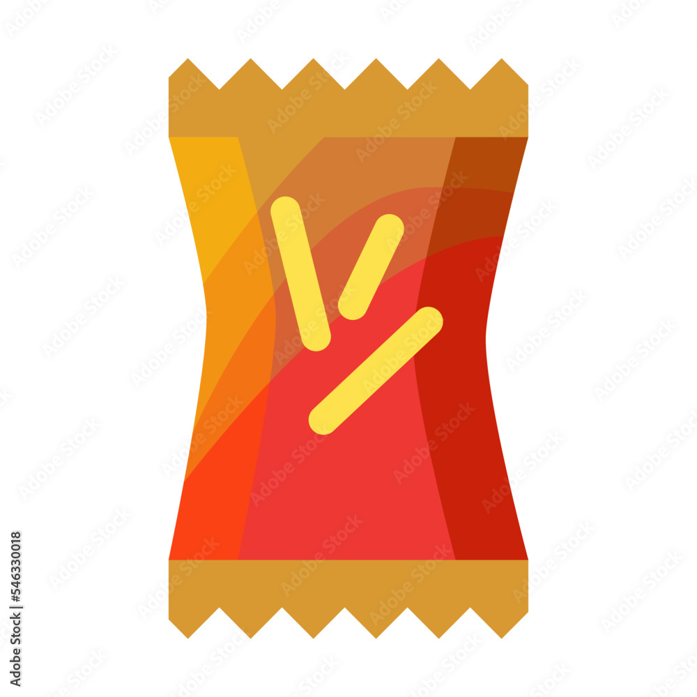 Pack of crispy potato chips isolated on white background. Colorful junk ...