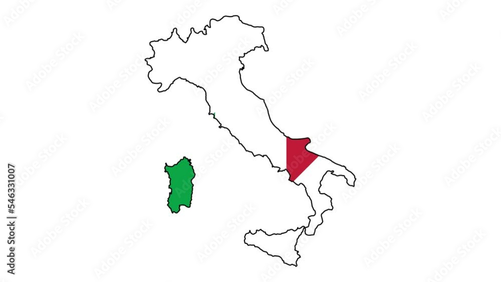 Italy Map Outline Country Border on white background. Appearance ...