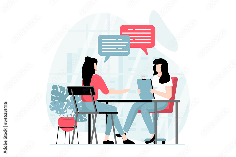 ภาพประกอบสต็อก Employee hiring process concept with people scene in ...