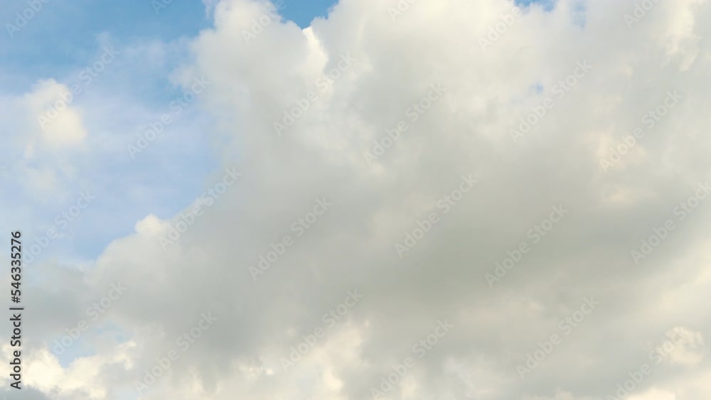Time-lapse beautiful sky with moving clouds background. Puffy fluffy white clouds. Cloud time ...