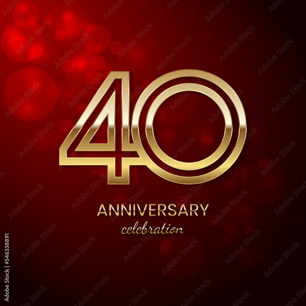 40th Anniversary Celebration. Birthday logo design with gold color text ...