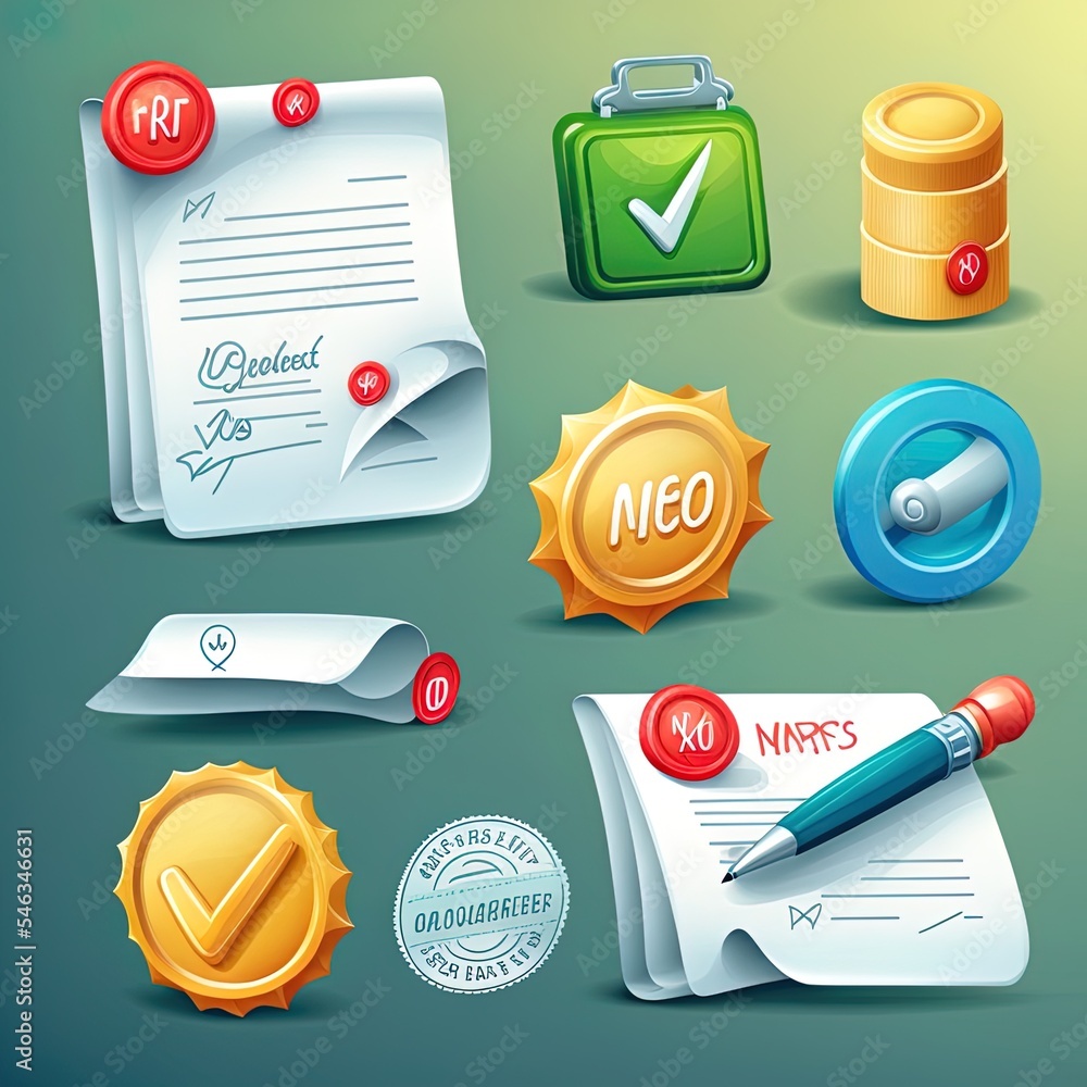 Realistic check icons. 3D plastic approve symbol and quality guarantee ...