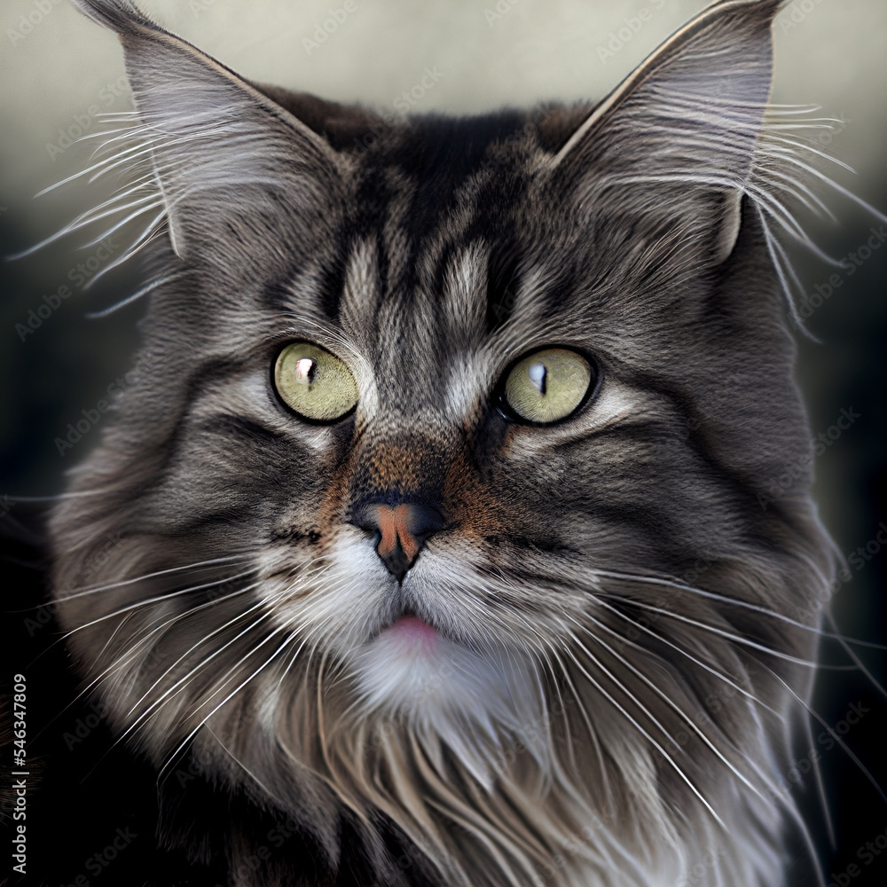 Maine coon. Portrait of a maine coon cat. Cat portrait Stock ...
