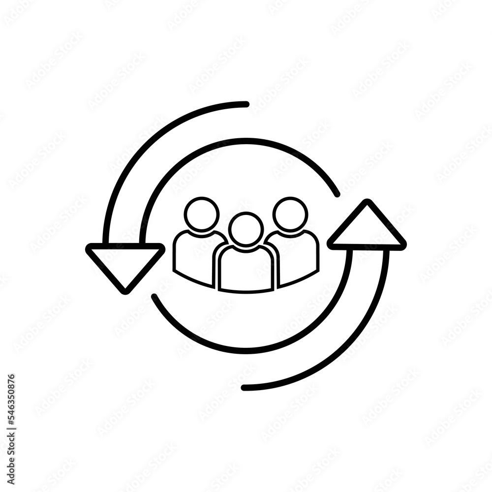 Vecteur Stock Personnel change line icon. People in cycle round symbol ...
