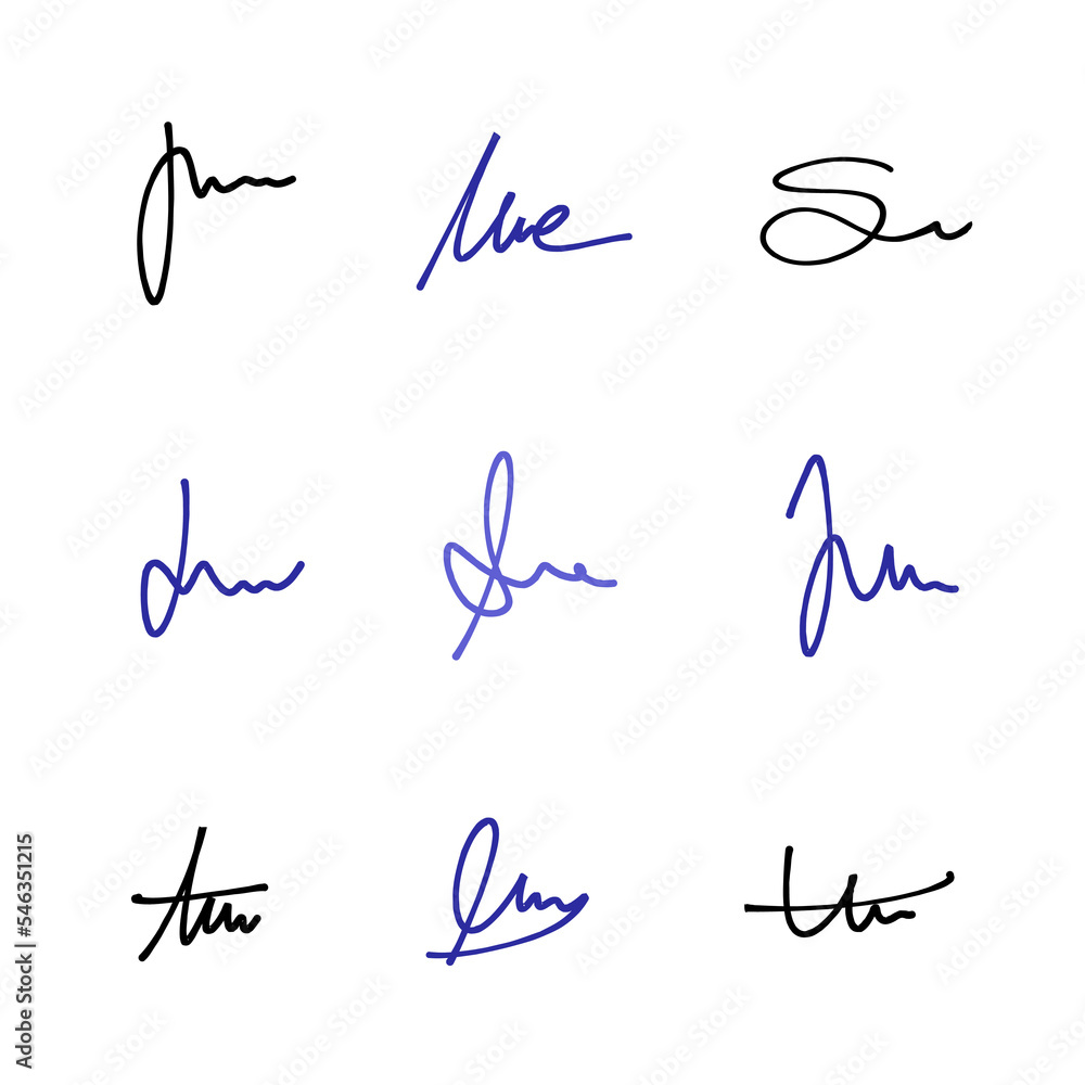 Handwriting signature set Stock Vector | Adobe Stock
