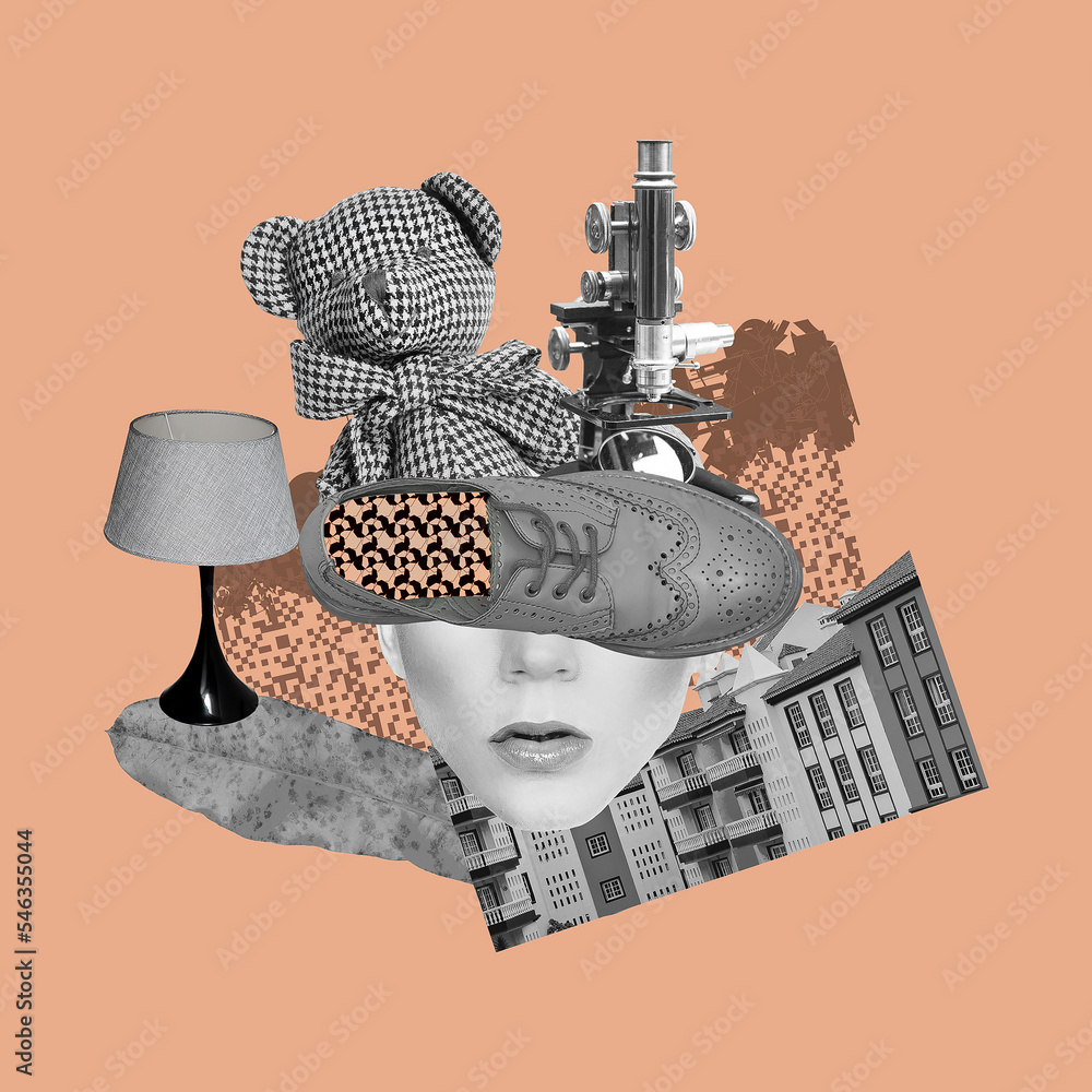 Contemporary digital retro collage art. Surrealism Vintage lover ... Contemporary digital retro collage art. Surrealism Vintage lover ...