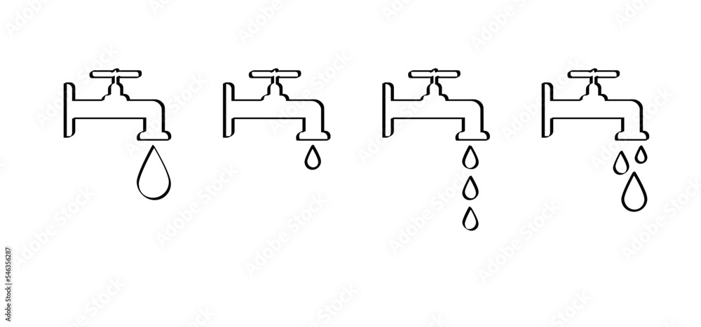 Cartoon water jet. Faucet vector icon. Water tap or water drups. World ...