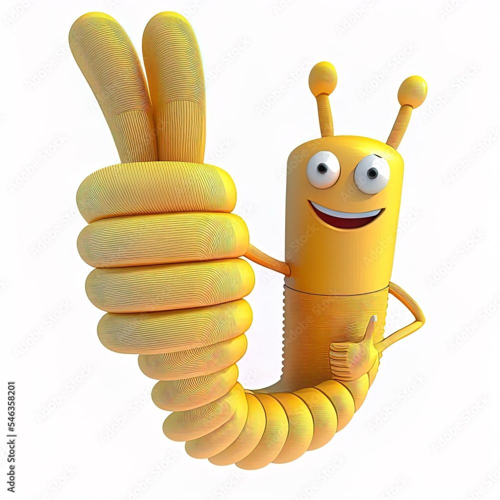 3d render, funny cartoon character flexible hand shows pin, clip art ...