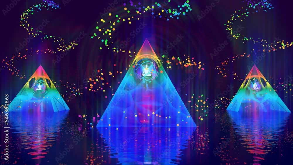 looped 3d animation of a vortex of astral energy of a meditating saint ...