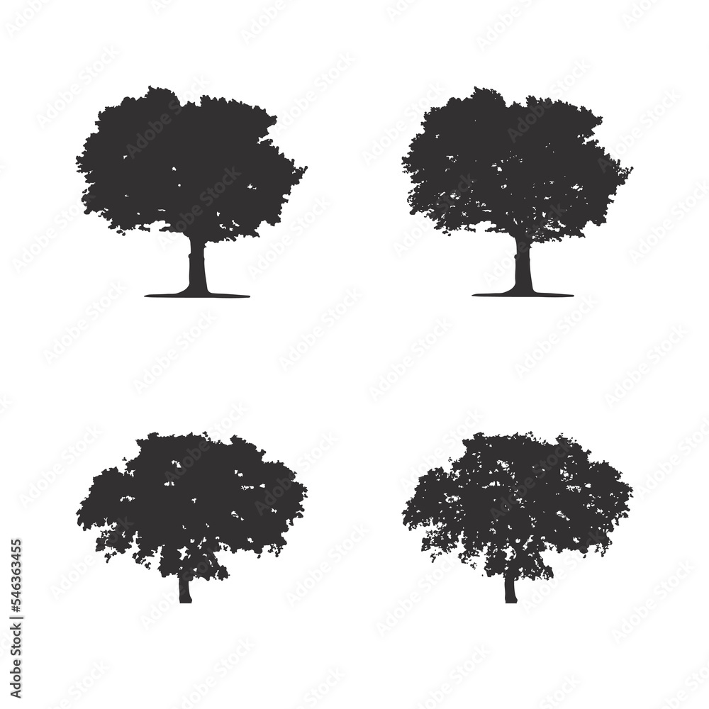 Tree silhouette isolated on white background vector illustration. Stock ...