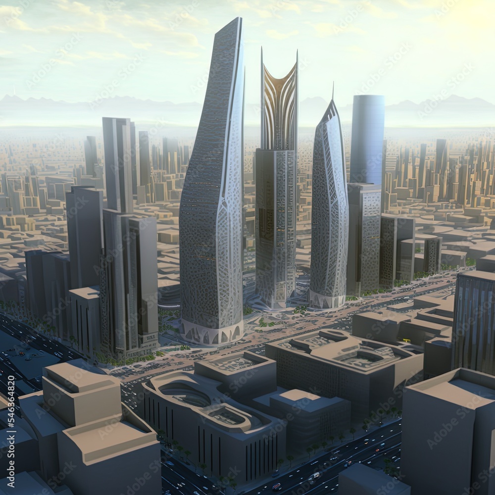 Riyadh, Saudi Arabia, KSA Jun 10, 2019 KAFD buildings being constructed ...