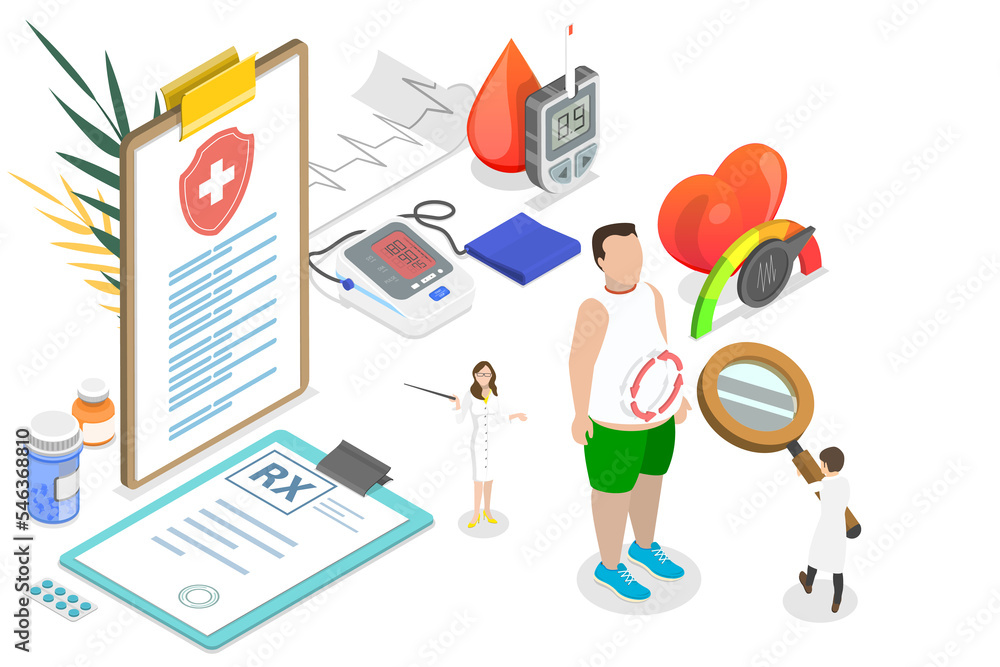 3D Isometric Flat Conceptual Illustration of Metabolic Syndrome Stock ...